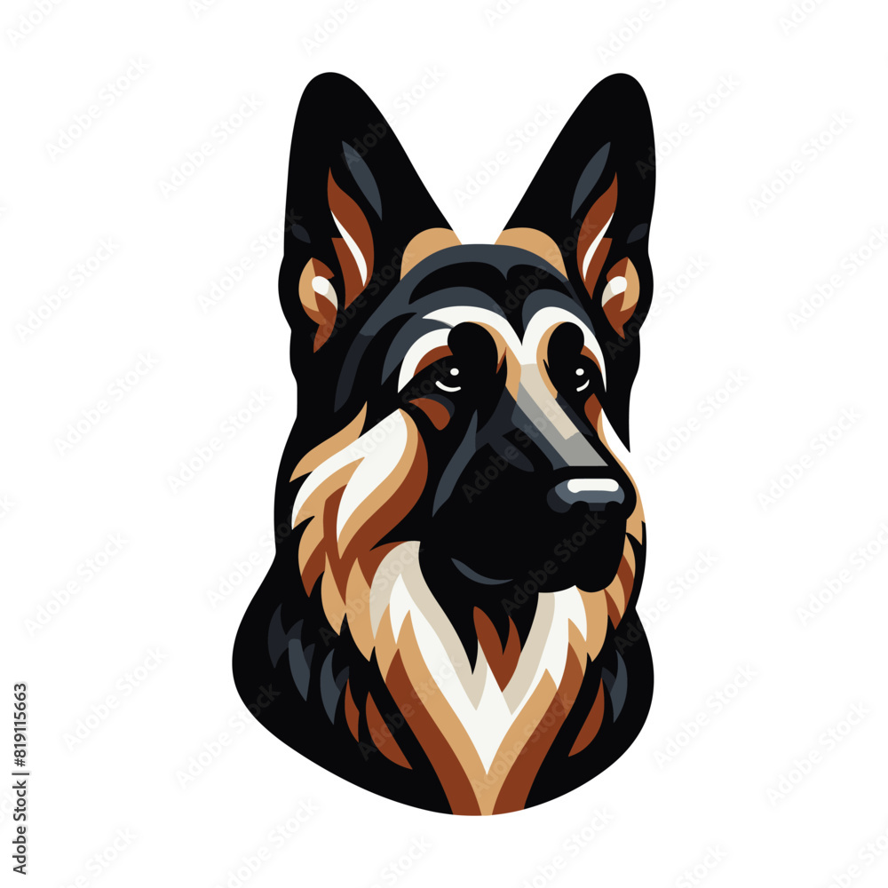German shepherd dog breed realistic color vector illustration from the ...