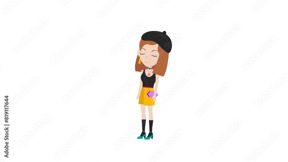 beautiful cute cartoon fashion girl with deep breath reaction 2d ...