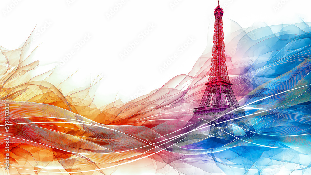 The Summer Olympic Games in Paris, France, 2024. On a white isolated ...