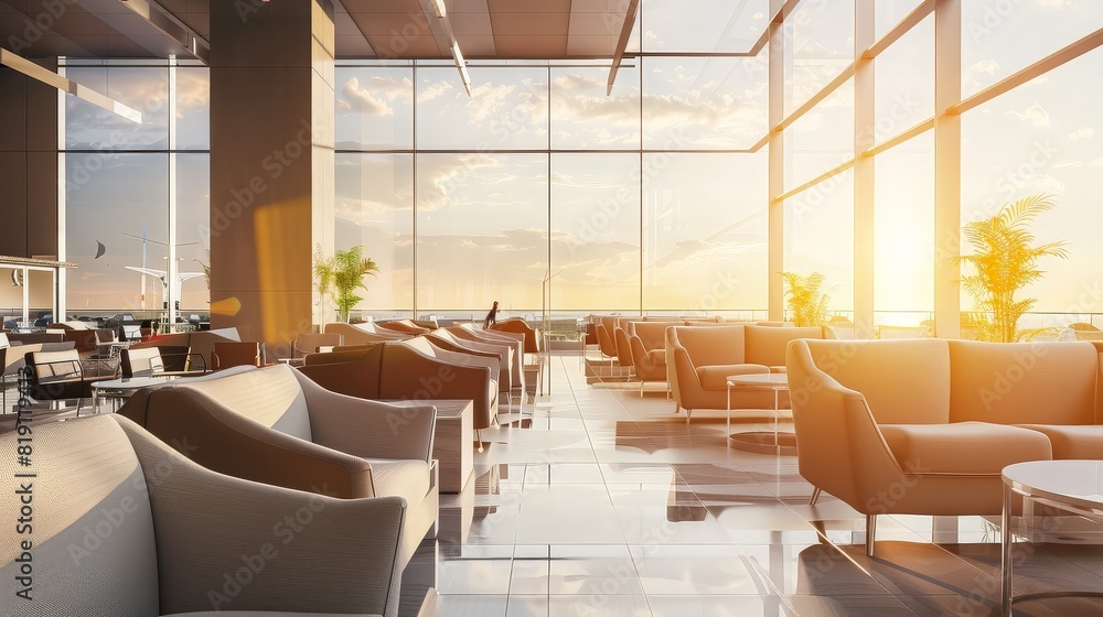Airport business class lounge. International airport interior. Airport ...