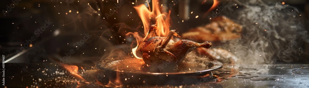 Ortolan, small bird eaten whole, clandestine French dining, dimly lit ...