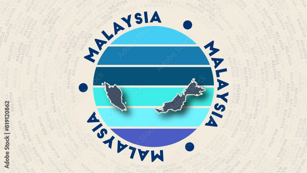 Malaysia logo intro. Badge with the circular name and map of country ...