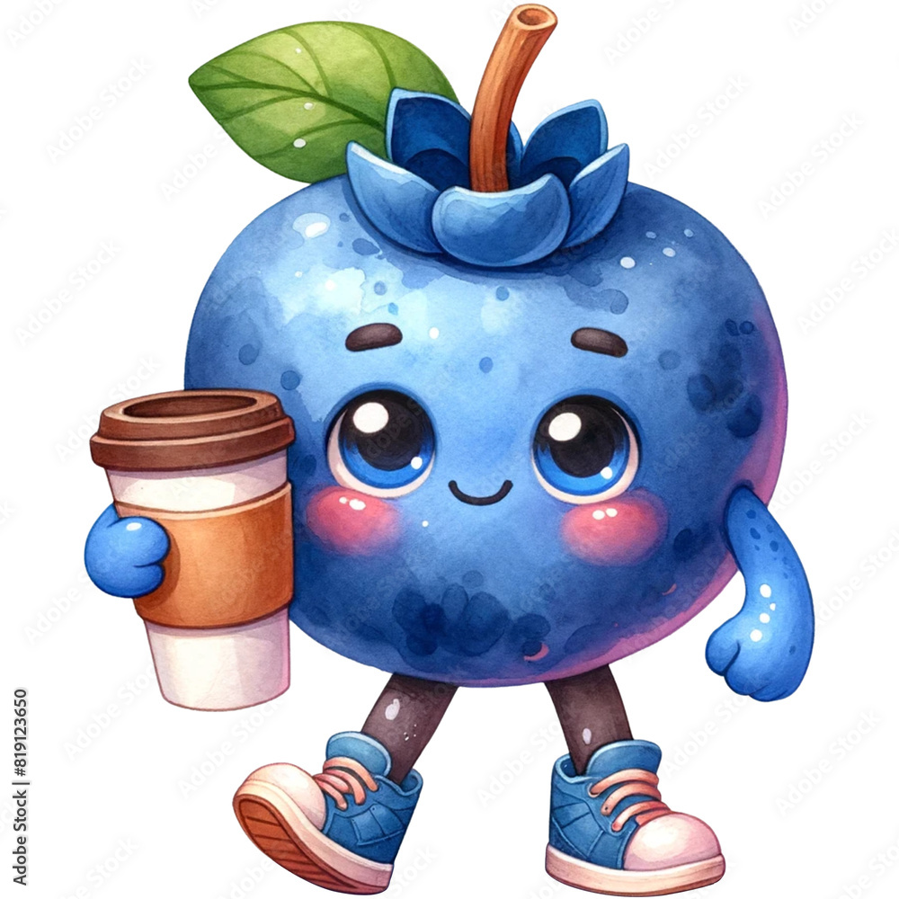 Cute Blueberry Clipart,Blueberry Character PNG,Blueberry Cafe Clipart ...