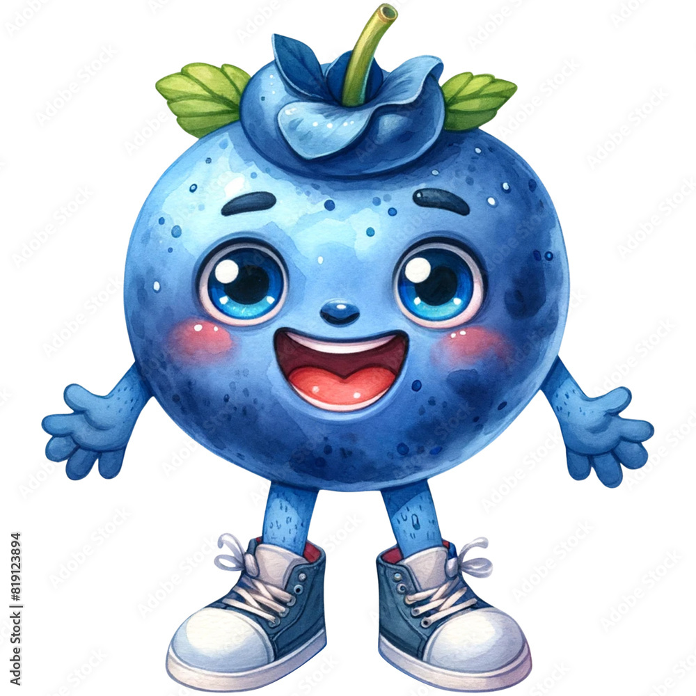 Cute Blueberry Clipart,Blueberry Character PNG,Blueberry Cafe Clipart ...