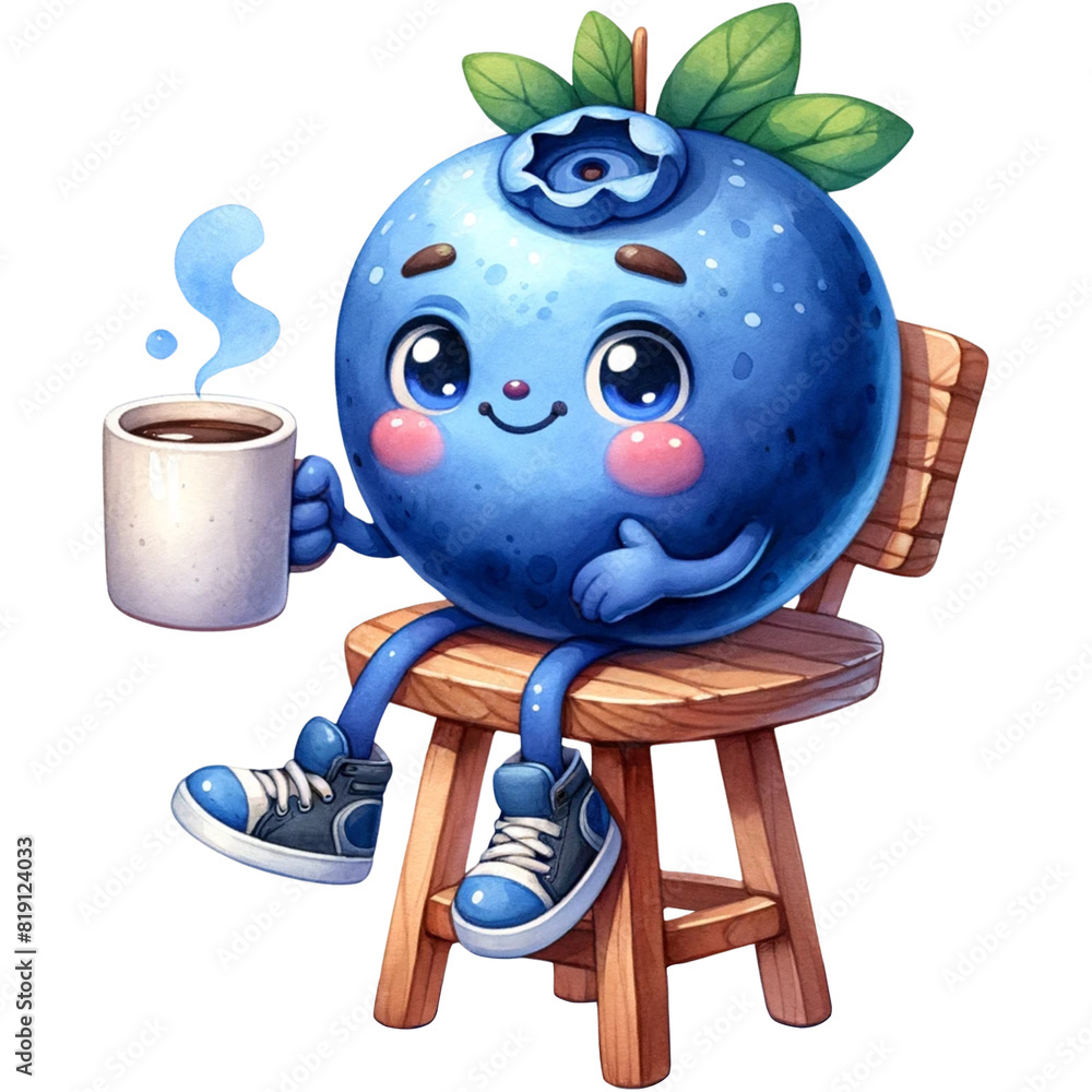 Cute Blueberry Clipart,Blueberry Character PNG,Blueberry Cafe Clipart ...