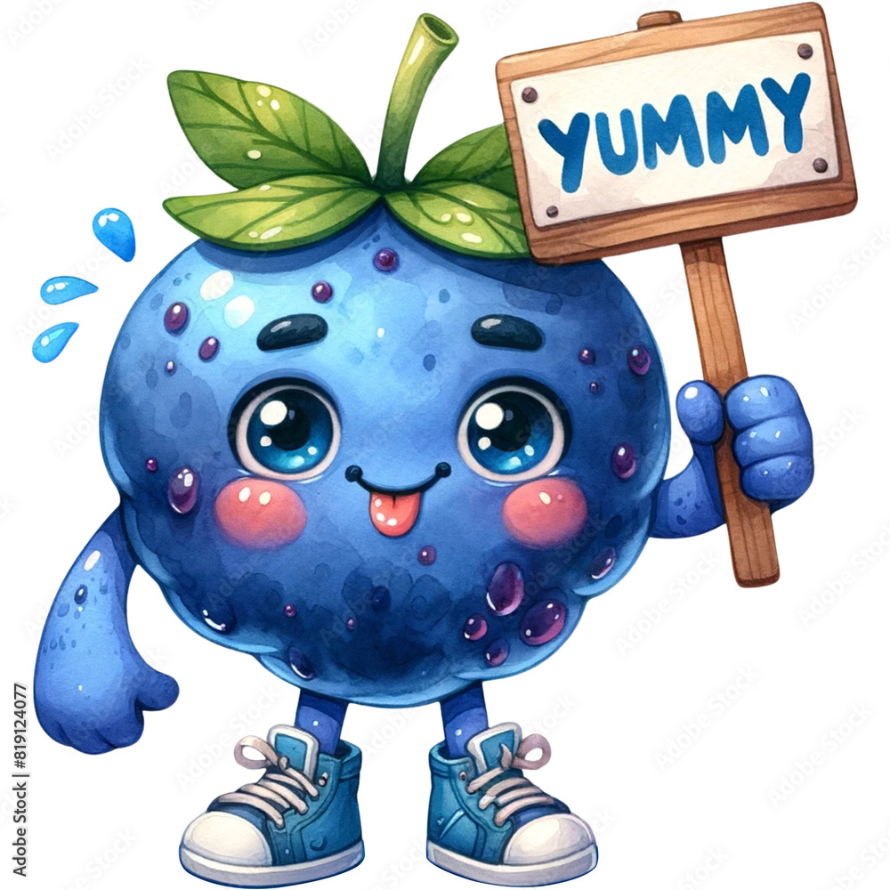 Cute Blueberry Clipart,Blueberry Character PNG,Blueberry Cafe Clipart ...