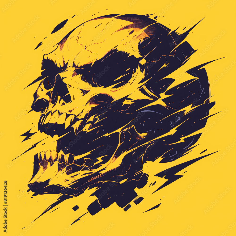 Human skull badge emblem for t-shirt design. Creative poster design ...