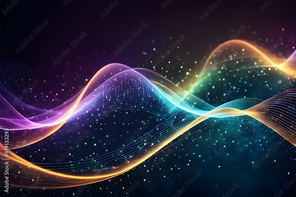 Curve representing technology and data wave form background, with ...
