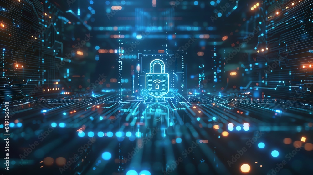 Endtoend encryption theme front view depicting secure communication ...