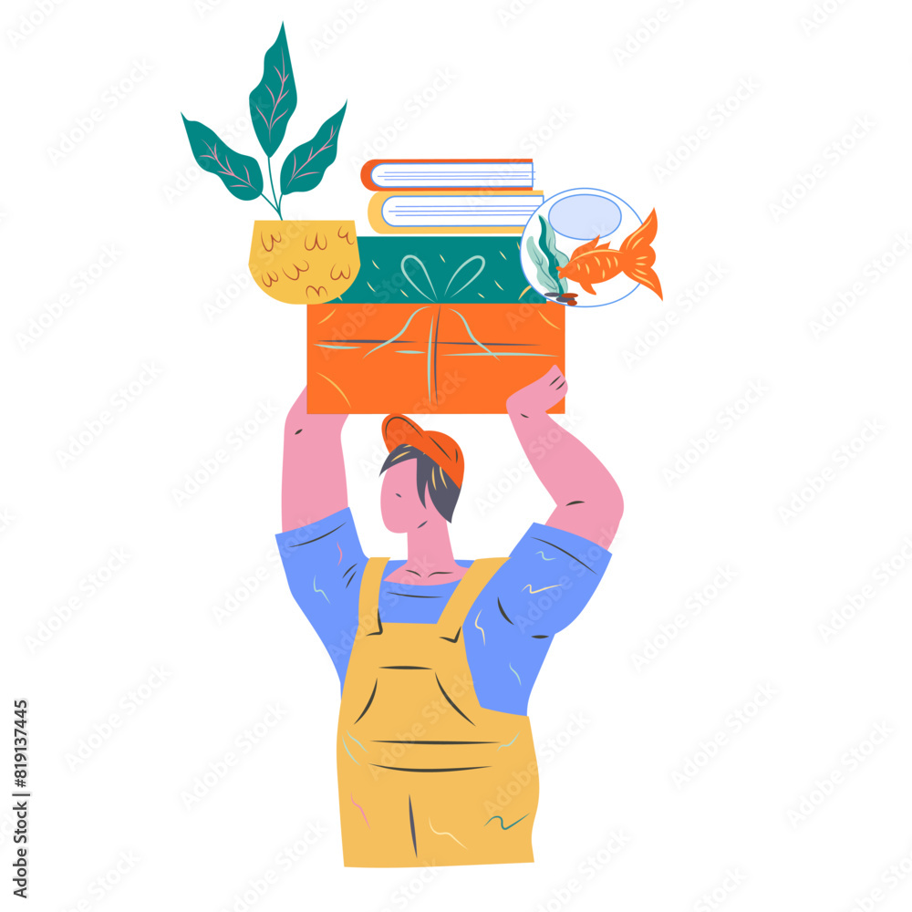 Mover or porter delivery character carries things during a move ...