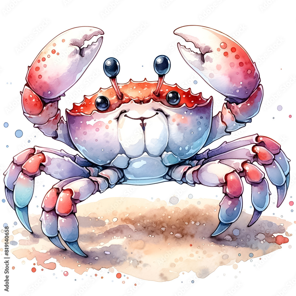 Crab clipart scuttling along the shoreline, An illustration for summer ...