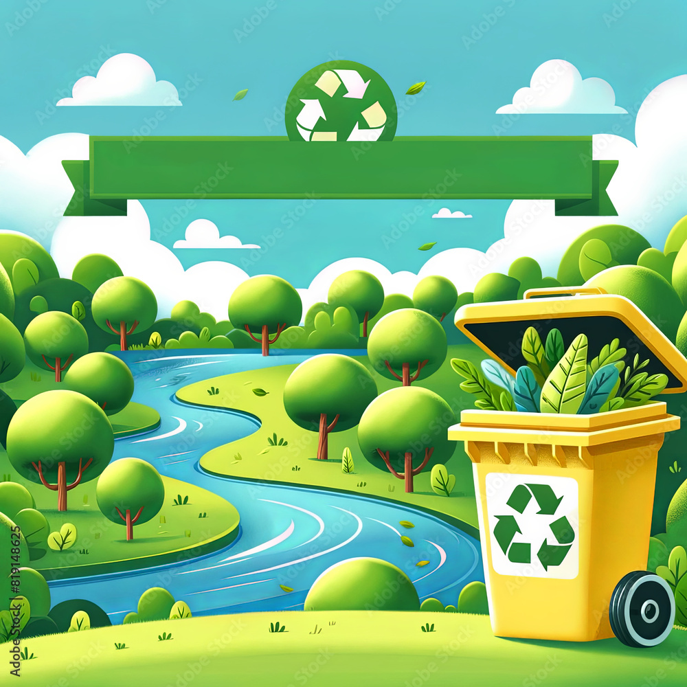 World Environment Day featuring person holding green trash bag next to ...
