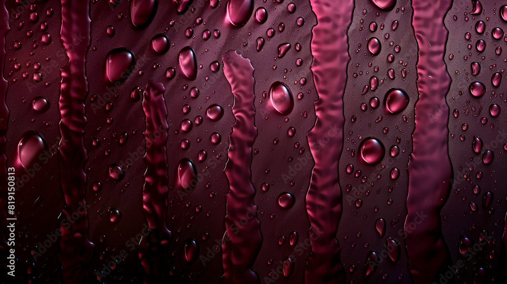 Red background with transparent water droplets. Vector realistic ...