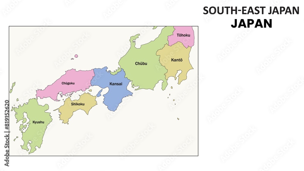 Southeast Map. State and district map of Southeast. Detailed colourful ...