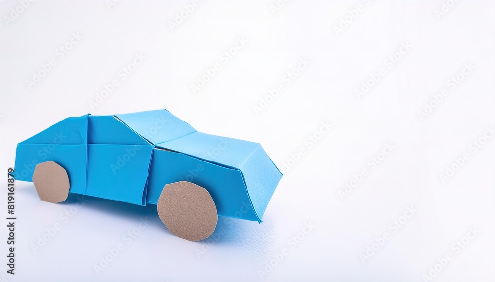 car driving automobile concept paper origami isolated on white ...
