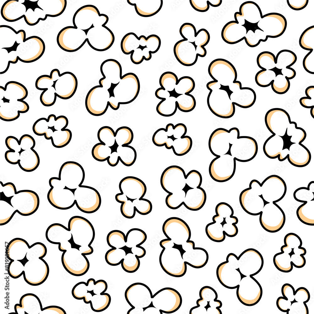 Popcorn pattern for packaging snacks. Popcorn fluffy flakes pattern ...