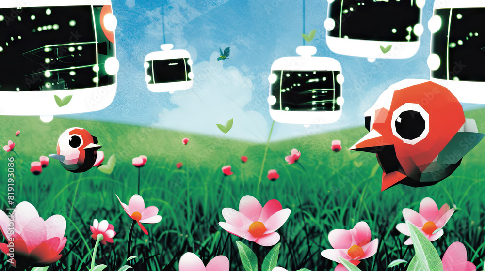 Photo & Art Print Garden Melody: The Chirping Songs of Garden Birds ...