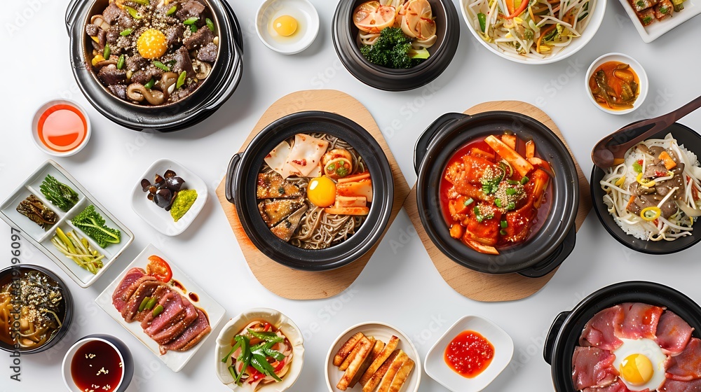Authentic Korean Cuisine: Top View Realistic Variety of Traditional ...