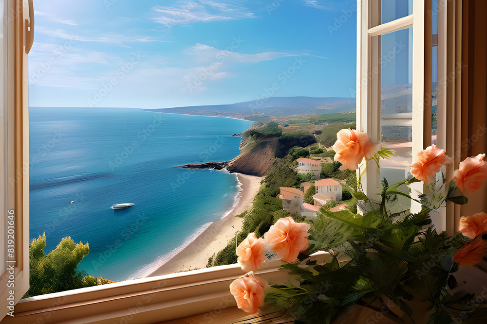 A vintage-style world map with muted colors and decorative flourishes ...