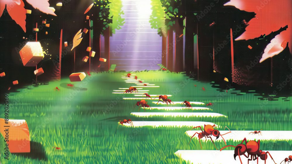 Ant Trails: The Industrious Paths of Ants in the Garden - Imagine a scene where ants march in ...