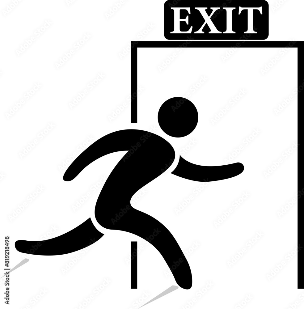 Exit sign with man run,exit,man,outside [illustration] Stock Vector ...