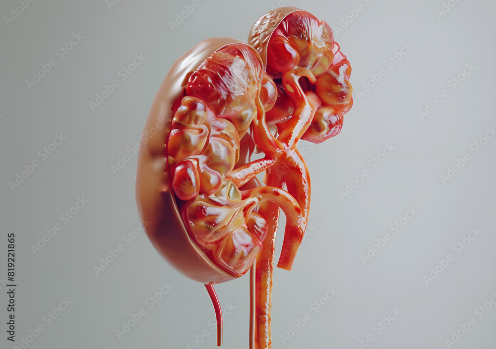 red lollipop isolated on white.Detailed Kidney Mockup Illustration in ...