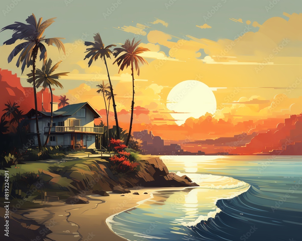 activity flat design side view painting workshop theme animation ...