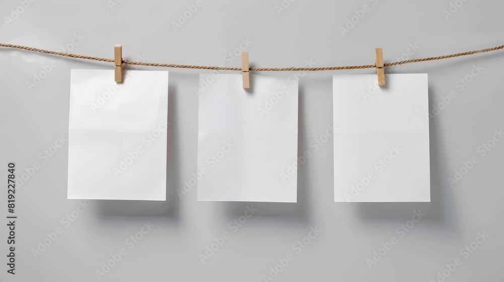 Mockup template for artwork design - blank white paper sheet attached ...