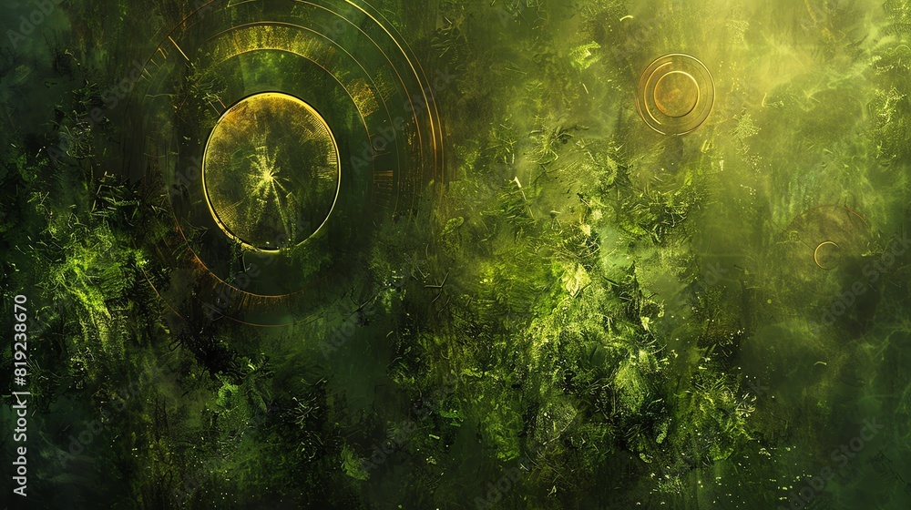 Grass and moss with ancient mystical symbols, Mythology, Greens and ...