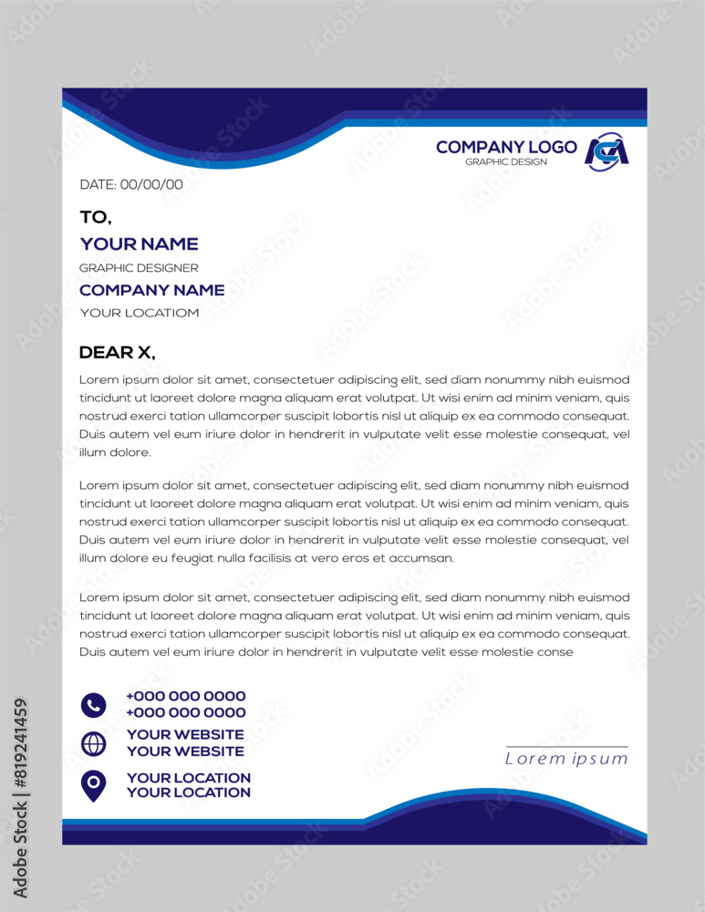 Letterhead design vector illustration. Professional Letterhead Template ...