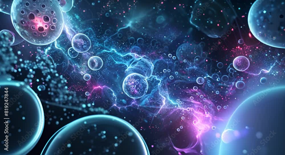 A sci-fi network of cells and futuristic alien bubbles. Neural ...