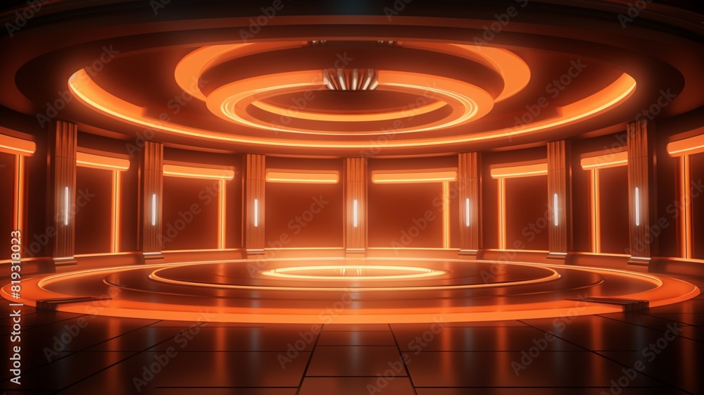 Image of orange neon lights in false ceiling interior design ilustração ...