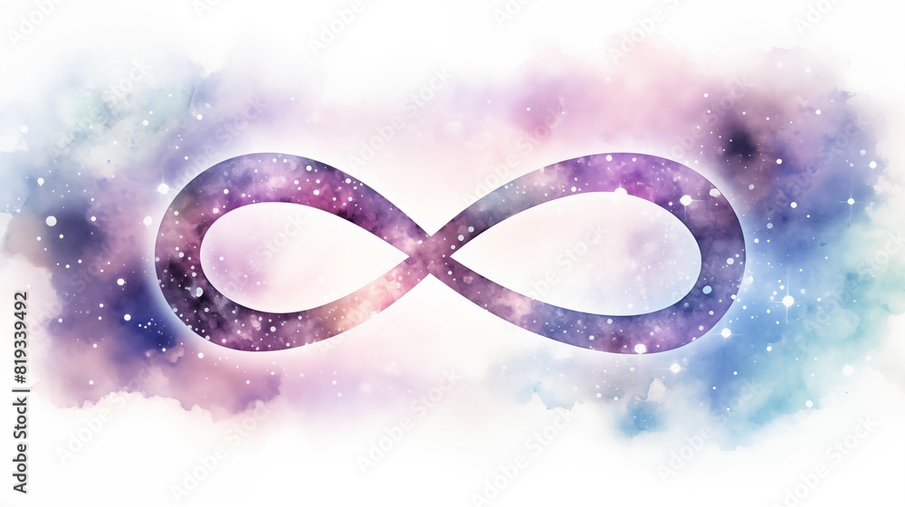 Infinity Symbol with Galaxy Watercolor Background: An Abstract ...