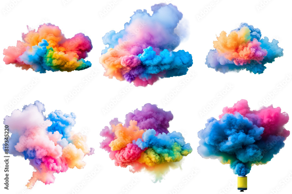 A collection of colored smoke clouds, PNG with transparent background ...
