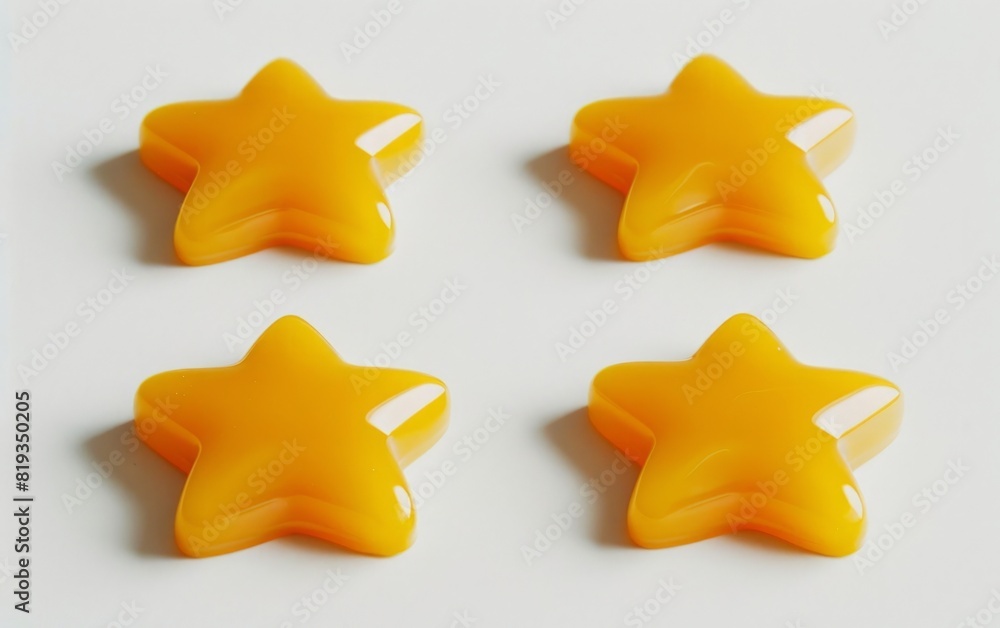 Four evenly spaced yellow stars on a white background. Stock ...
