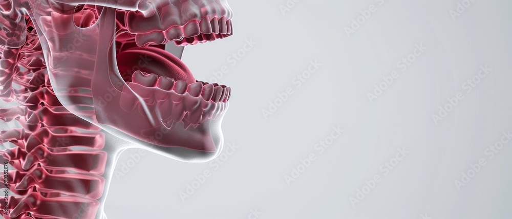 3D rendering illustration of a human pharynx. Anatomy of human ...