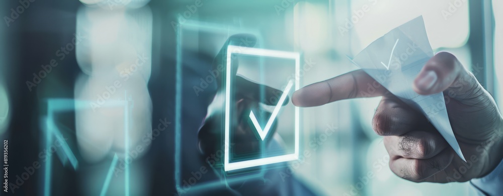 Checklist concept, Businessman mark checkboxes, Survey form, check ...