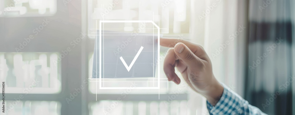 Checklist concept, Businessman mark checkboxes, Survey form, check ...