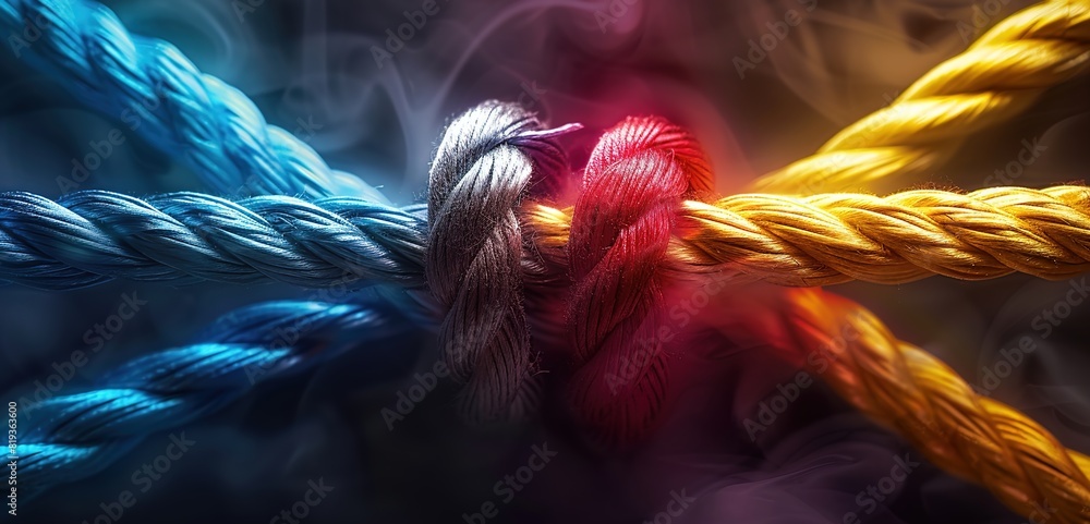 Team rope diverse strengths connect partnership teamwork unity ...