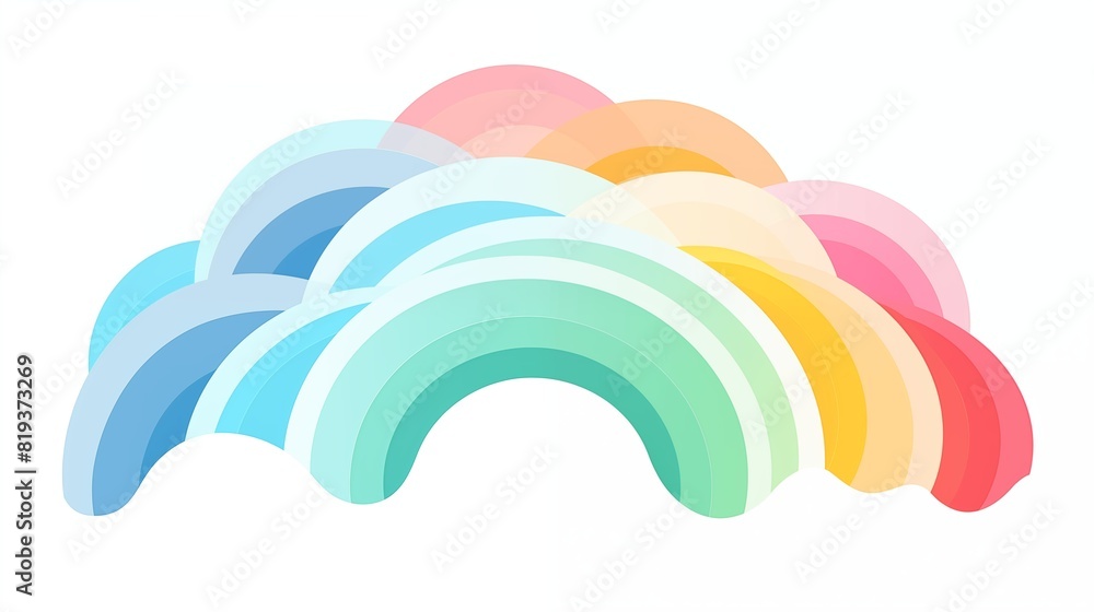 Colorful Overlapping Arched Rainbow Illustration with Soft Pastel Hues ...