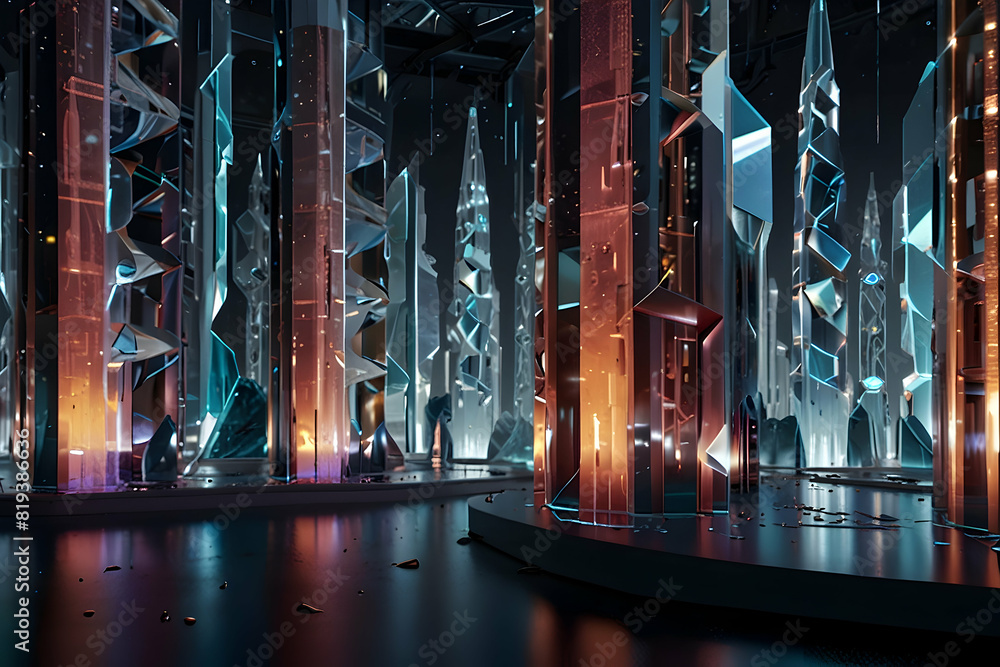 A hyper-detailed 3D visualization of futuristic buildings encrusted ...