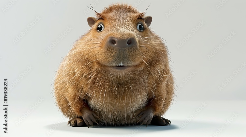 fat cute fluffy tortoiseshell capybara with a belly, funny facial ...
