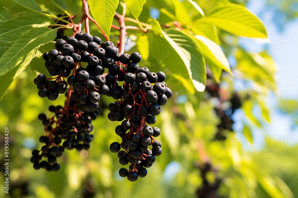 Elderberry on a tree in the orchard. Fresh Elderberry fruits Stock ...