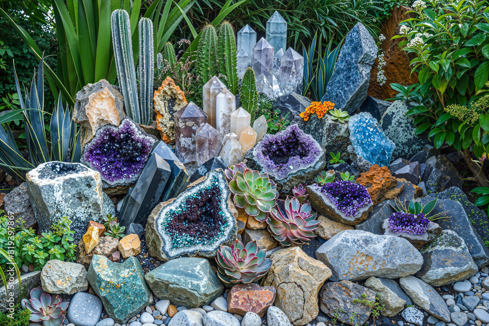 Crystal geode garden design, colorful luxury fantasy landscaping ...