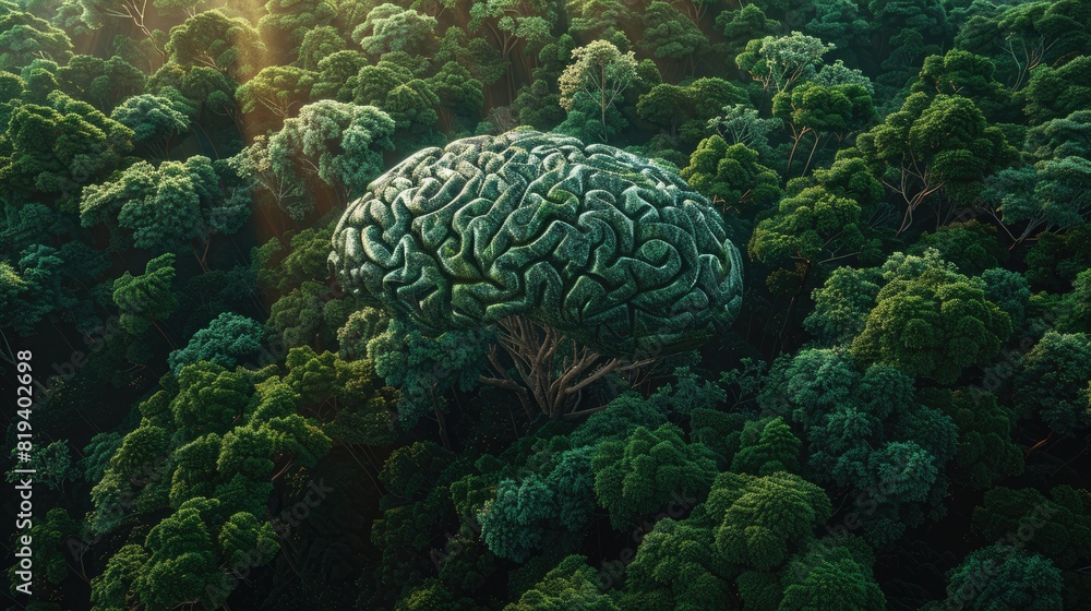 forest brain, forest canopy with brain-like ridges seen from high above ...