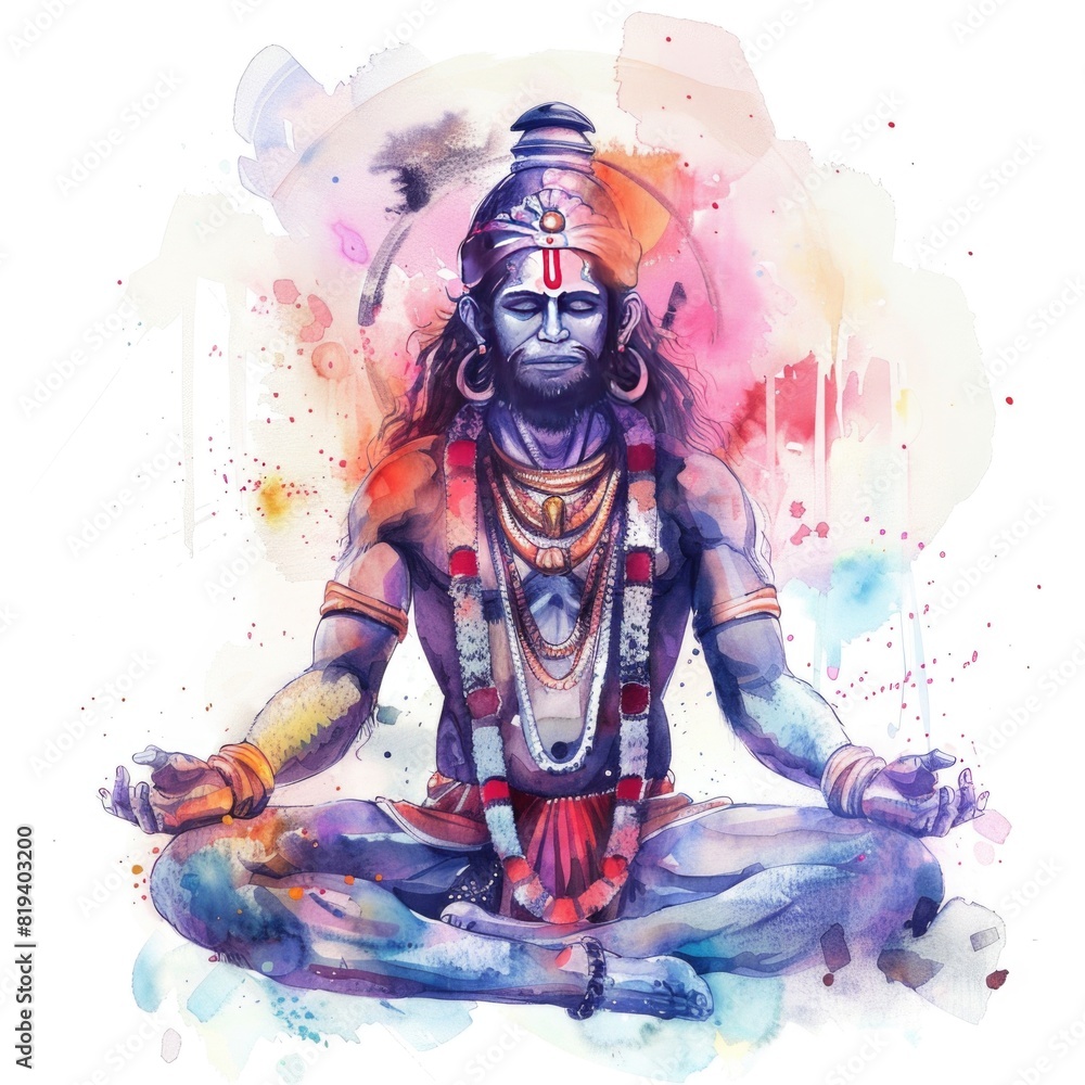 Watercolor illustration for hanuman jayanti with a lord hanuman in ...