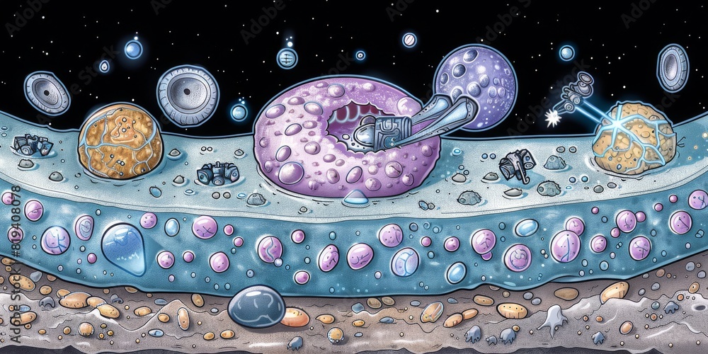 Detailed Illustration of Cellular Structure depicting various ...