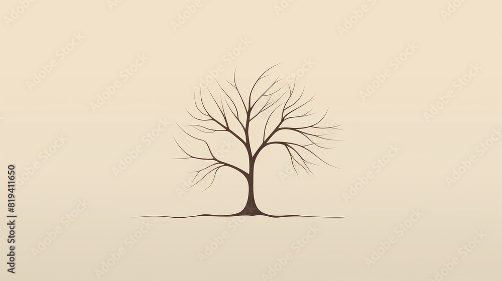 The image is a minimal illustration of a bare tree with a few branches ...