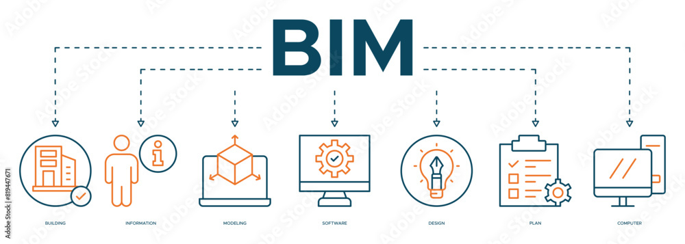 BIM icon vector illustration . building, information, modeling ...