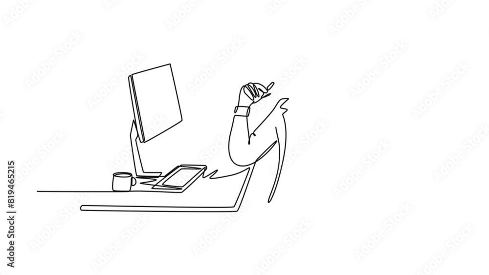 Animated self drawing of continuous line draw smart young manager ...
